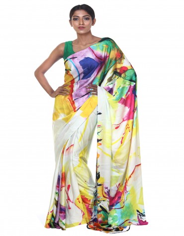Vibrant Abstract Print Sari